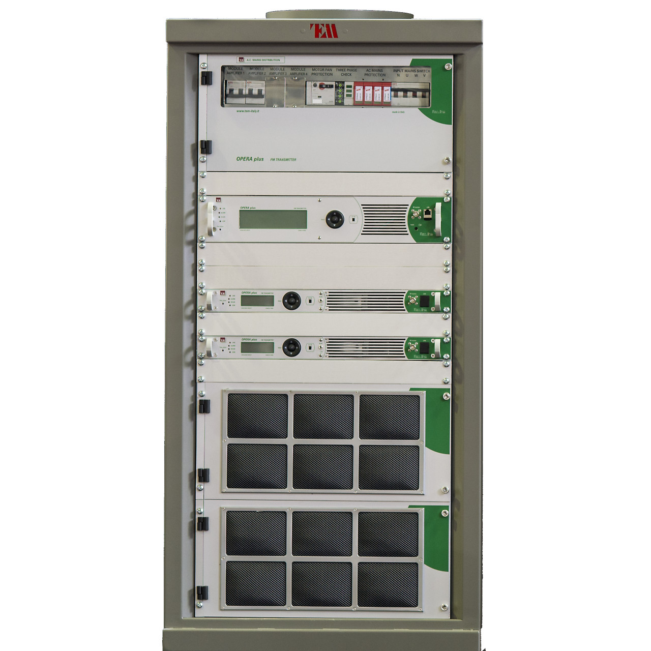 TEM Opera Plus 10KW FM Stereo Transmitter, 24U 19", 2x5 kW, Telemetry ...