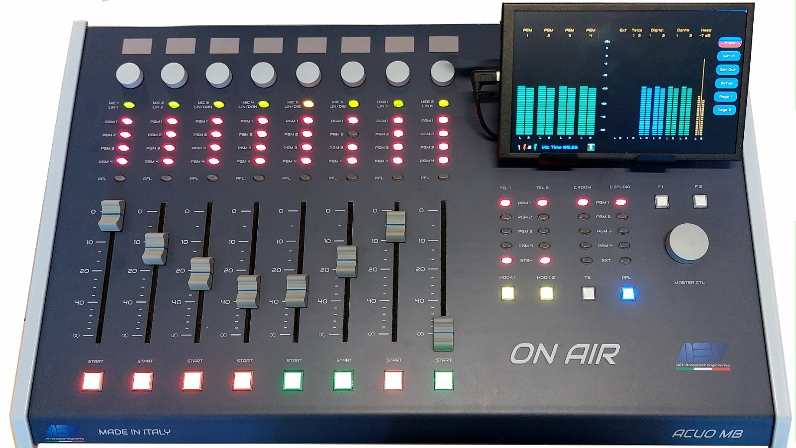 AEV ACUO MB full digital DSP broadcast console with 8 double channel ...