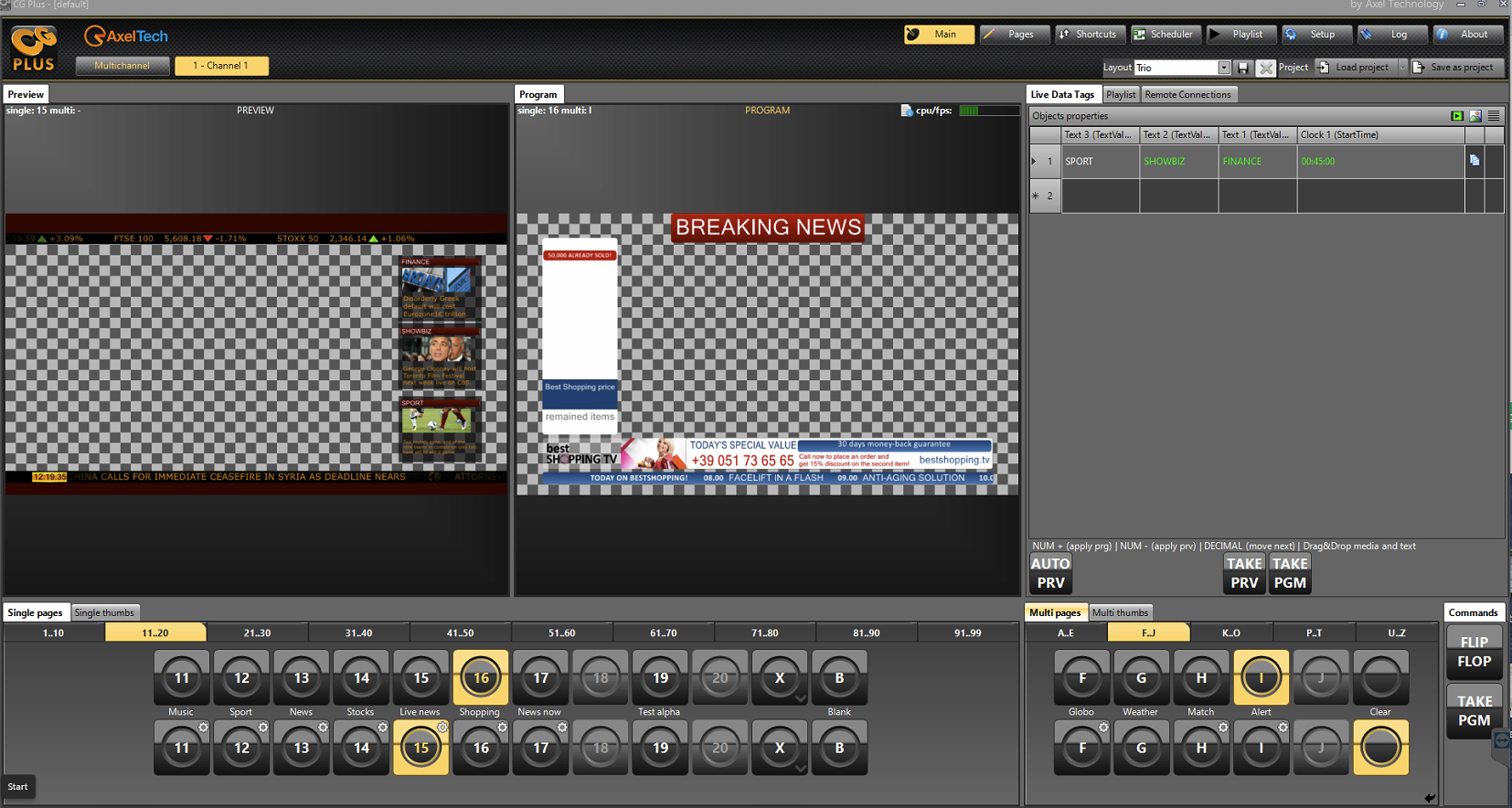 Axel CGPLUS advanced live graphics generator, SOFTWARE 1 channel ...